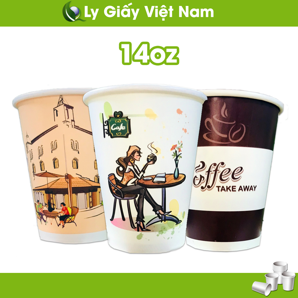 Ly Giấy In Sẵn Thiết Kế 14oz (360ml) - Ly Giấy Việt Nam